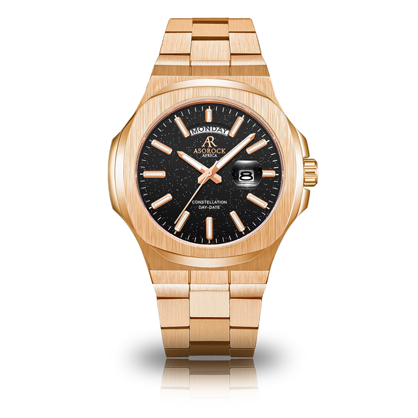 Rosegold/Black plain Constellation Day Date homage Watch – ASOROCK WATCHES