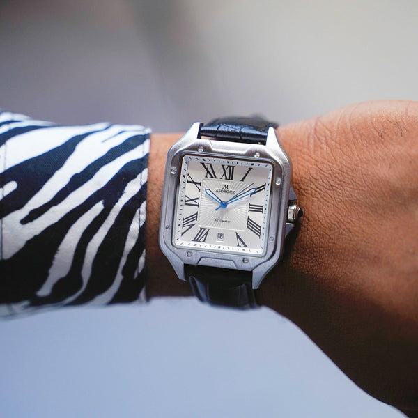 Silver/White Diplomat - cartier santos homage lookalike– ASOROCK WATCHES