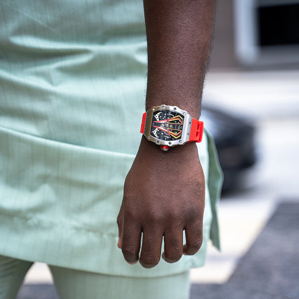 Silver/red Motorsport V2 automatic - richard mille homage style watch ...