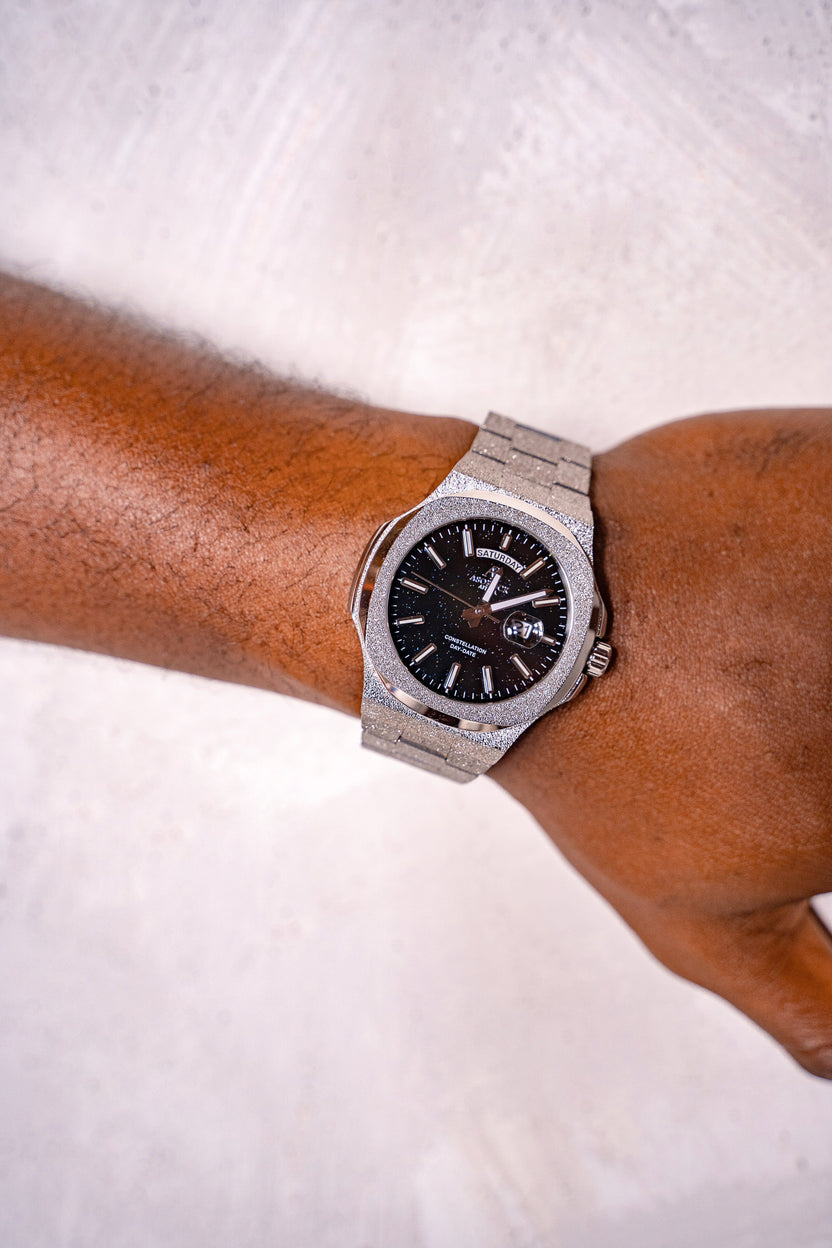Silver/Black Frosted stardust Constellation Day-Date homage Watch ...