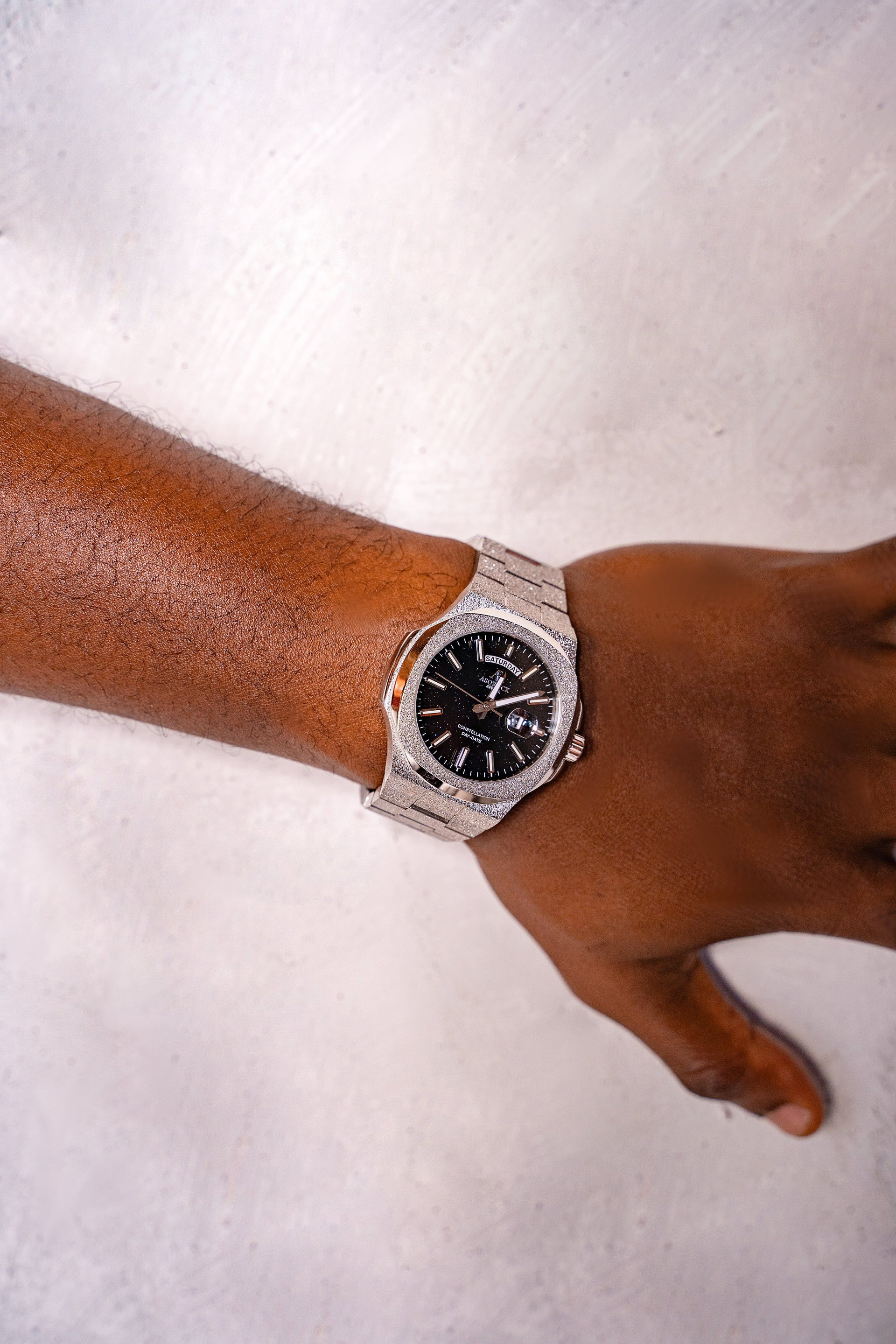 Silver/Black Frosted stardust Constellation Day-Date homage Watch ...