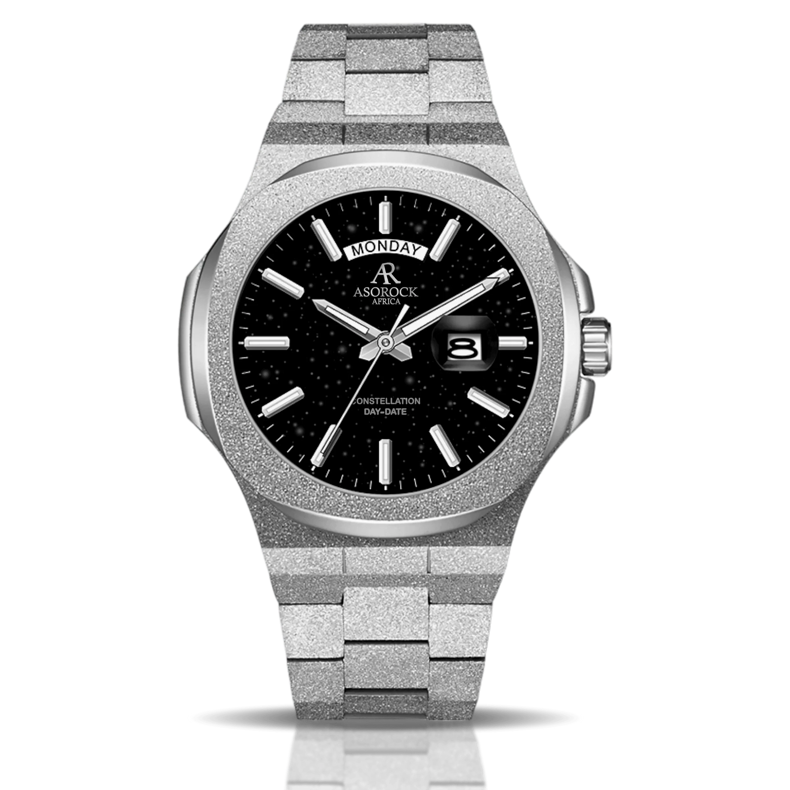 Silver/Black Frosted stardust Constellation Day-Date homage Watch ...