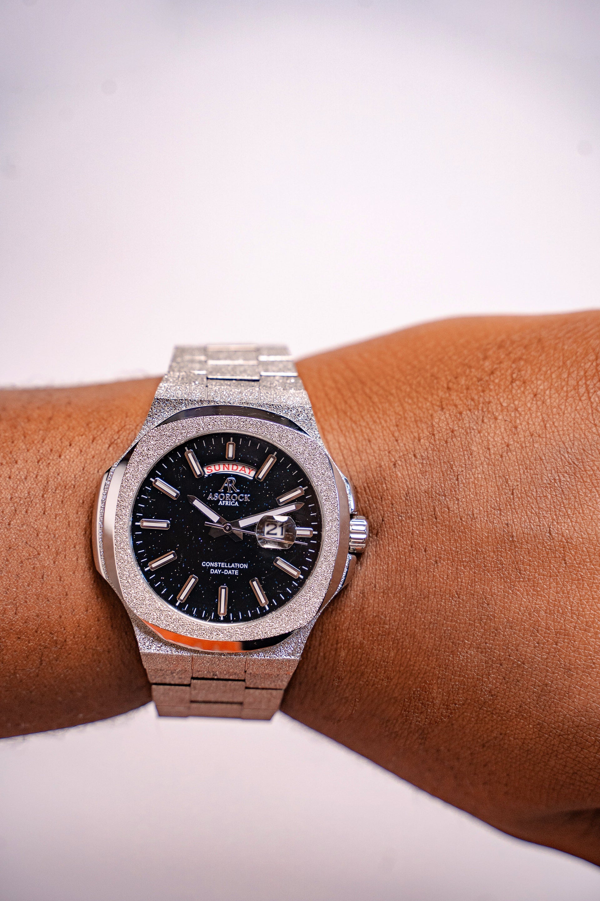 Silver/Black Frosted stardust Constellation Day-Date homage Watch ...