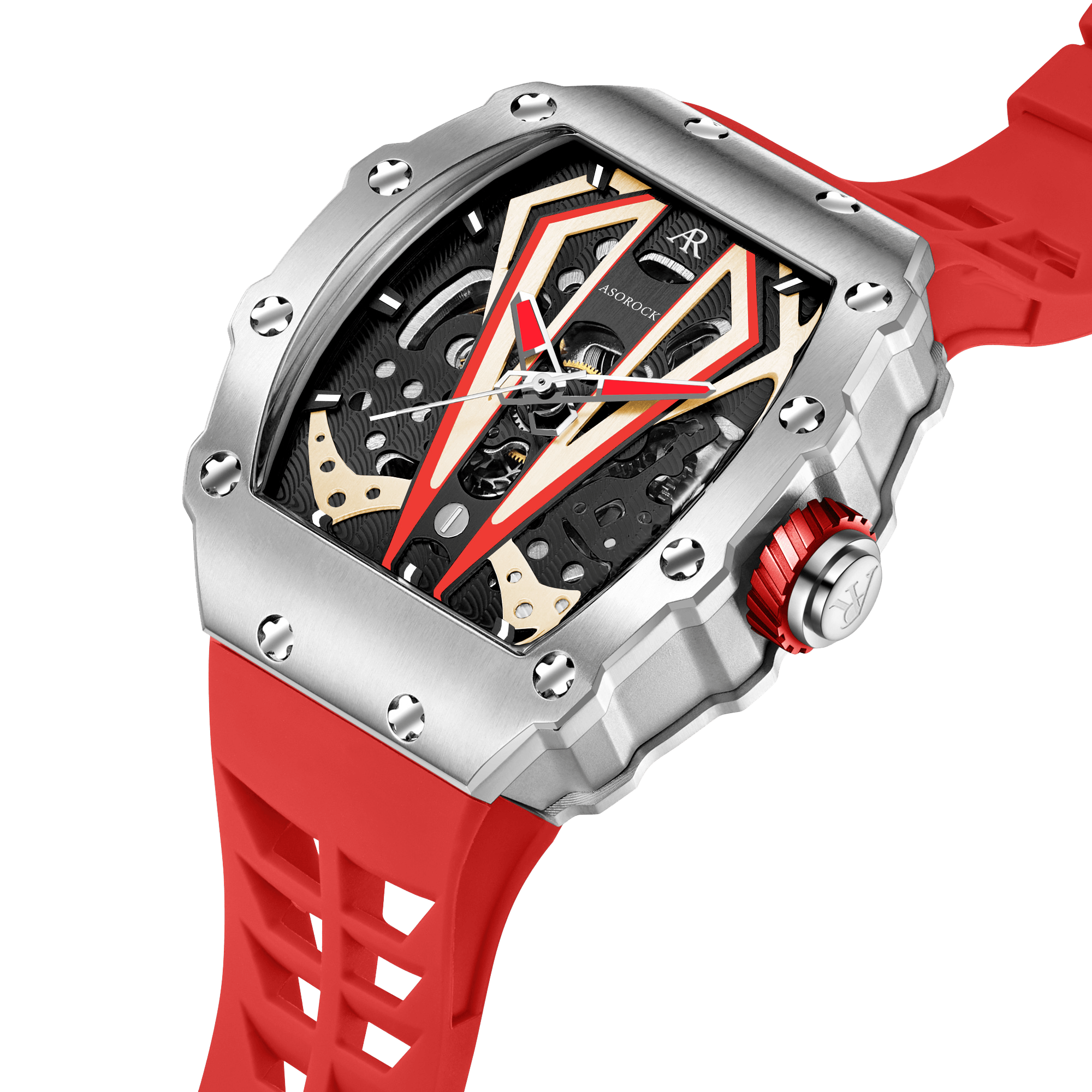 Silver/red Motorsport V2 automatic - richard mille homage style watch ...