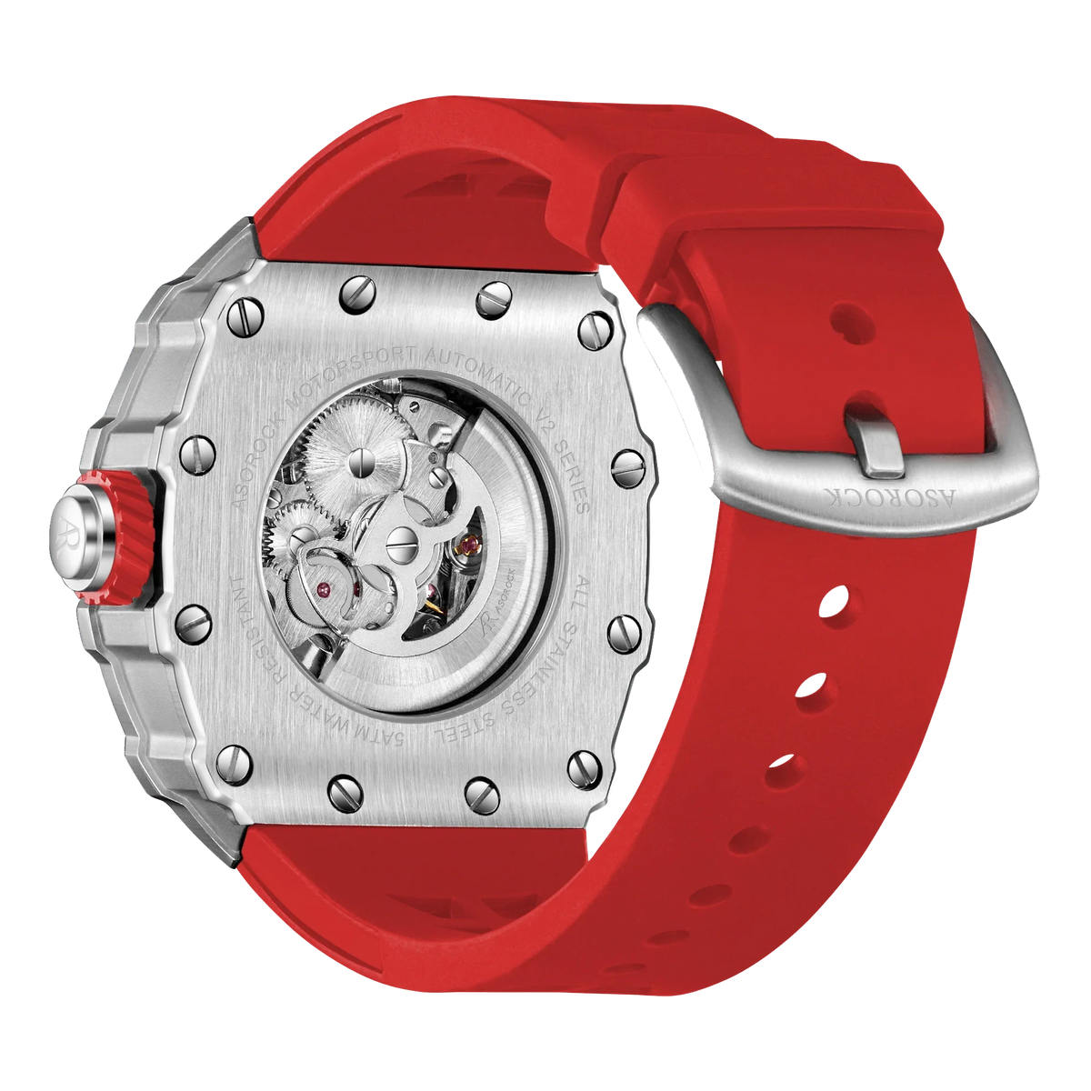 Silver/red Motorsport V2 automatic - richard mille homage style watch ...
