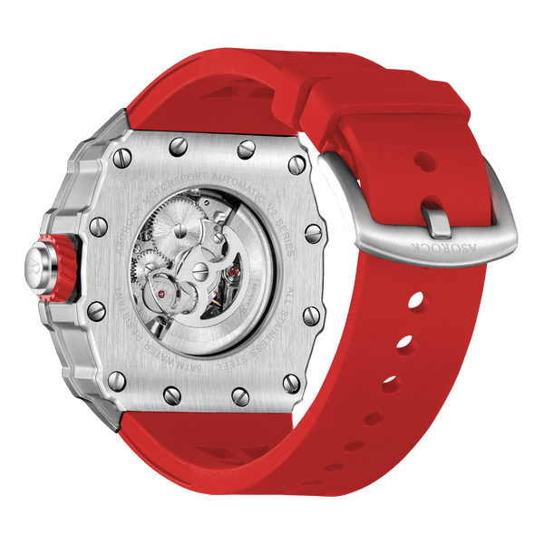 Silver/red Motorsport V2 automatic - richard mille homage style watch ...