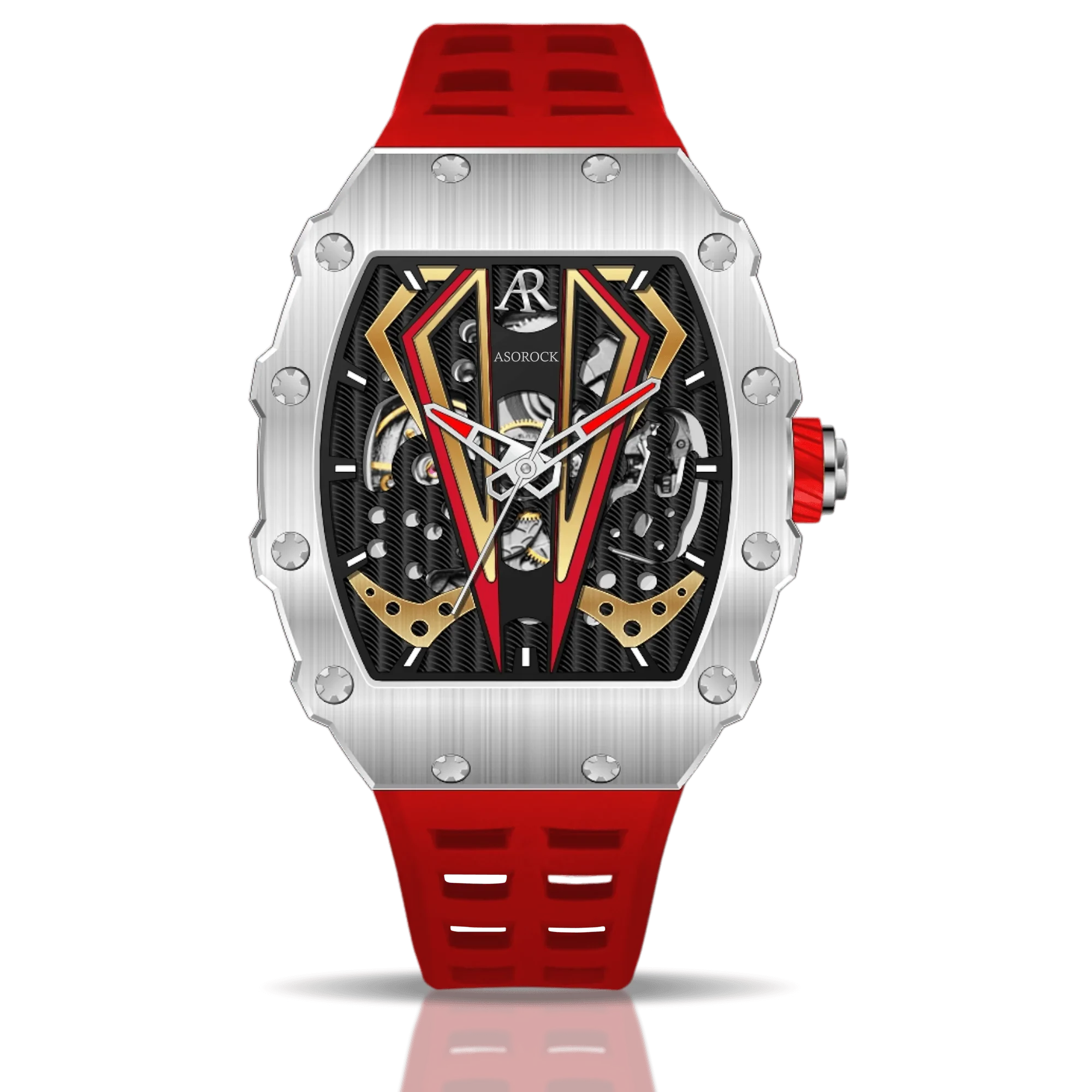 Silver/red Motorsport V2 automatic - richard mille homage style watch ...
