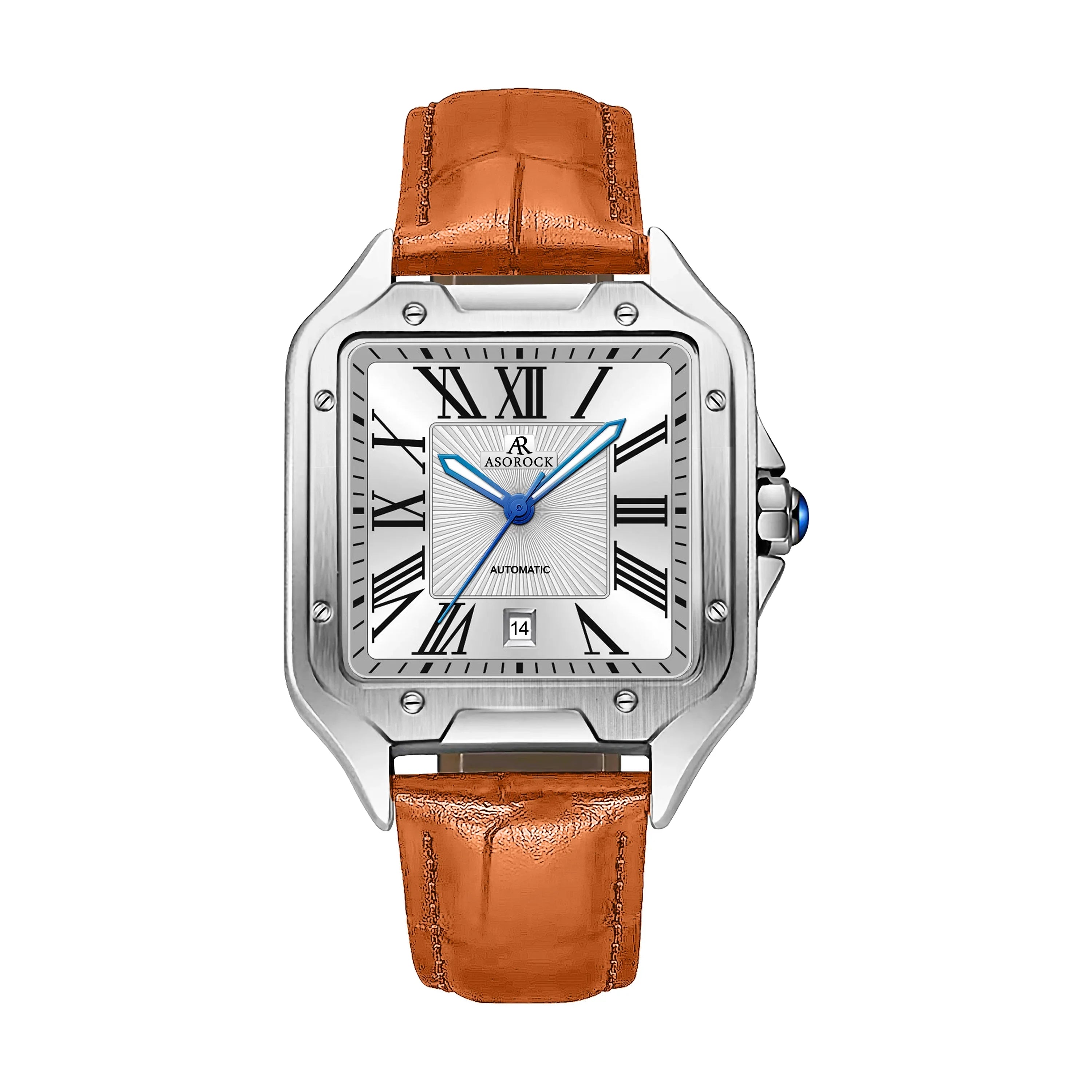 Silver/white - brown strap - Diplomat - cartier santos homage lookalike ...