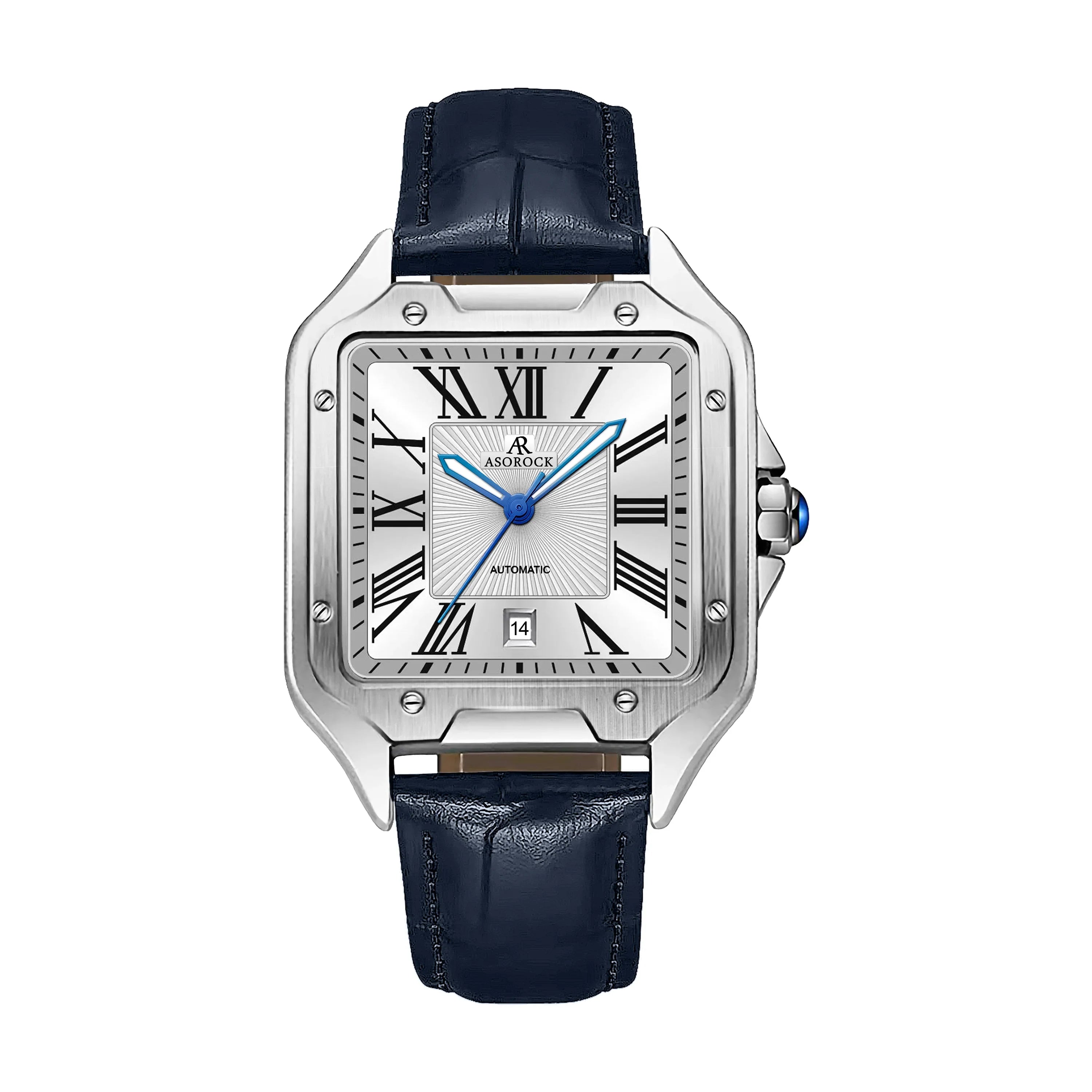 Silver/white - brown strap - Diplomat - cartier santos homage lookalike ...