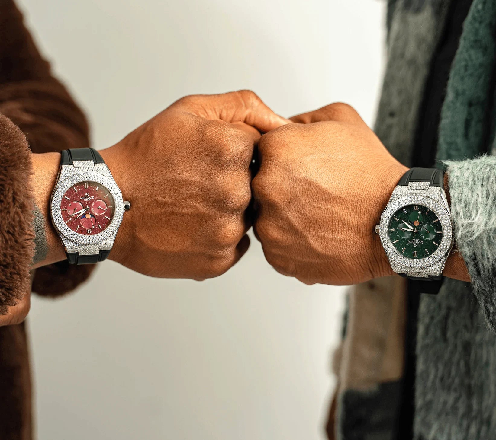 Iced transporter - small diamond bezel - rubber strap– ASOROCK WATCHES